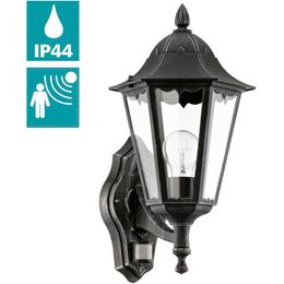Eglo Au&szlig;en-Wandleuchte &raquo;NAVEDO Wandlampe, Au&szlig;enbeleuchtung, schwarz, silber-patina, klassisch&laquo; E27 1 Stk. Eckmontage m&ouml;glich, Erfassungswinkel 110&deg; / 