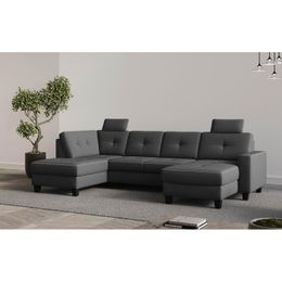 OTTO home Wohnlandschaft &raquo;Varese&laquo; wahlweise mit Schlaffunktion und Bettkasten grau 95%Polyester 5%Polyamid B/H/T: 304cm x 91cm x 170cm, Flachgewebe 