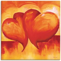 Artland Leinwandbild &raquo;Abstrakte Herzen - Orange&laquo; Herzen 1 Stk. tlg. auf Holzrahmen gespannt orange Leinwand B/H/T: 70cm x 70cm, Leinwandbild Herzen 