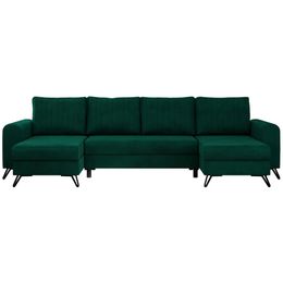 M&ouml;bel Kraft Wohnlandschaft Dunkelgr&uuml;n gr&uuml;n Ma&szlig;e (cm): B: 312 H: 90 &raquo; M&ouml;bel Kraft