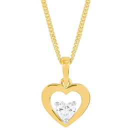 Amor Damen Kette mit Anh&auml;nger &raquo;Schmuck Geschenk Halskette Herz LIEBE&laquo; mit Zirkonia (synth.) gold Gelbgold 375