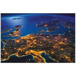 Artland Alu-Dibond-Druck &raquo;Zentral Europa vom Weltraum&laquo; Weltall & Kosmos 1 Stk. tlg. f&uuml;r Innen- und Au&szlig;enbereich geeignet, Outdoorbild gelb B/H/T: 60cm x 40cm,