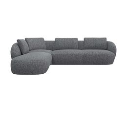 FLEXLUX Ecksofa &raquo;Torino, rund, L-Form, Sofa-Ecke mit Ottomane&laquo; Modernes, organisches Sofa-Design, Kaltschaum, Wellenunterfederung grau B/H/T: 296cm x 