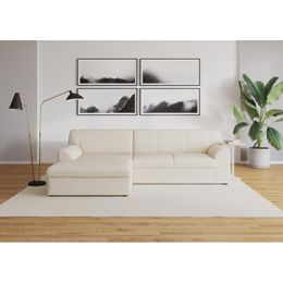 DOMO collection Ecksofa &raquo;Topper, elegant und zeitlos, kompaktes Stellma&szlig; 245/155cm, L-Form&laquo; mit Recamiere, wahlweise mit Schlaffunktion beige B/H/T: 
