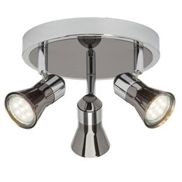 Brilliant Deckenstrahler &raquo;Jupp&laquo; GU10 1 Stk. Warmwei&szlig; LED Spotrondell 3flg chrom/schwarz schwarz 3, &Oslash; 19cm H: 16cm, 1 Stk.