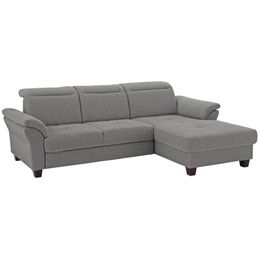 OTTO home Ecksofa &raquo;Solvei L-Form&laquo; mit Recamierenabschlu&szlig; und Sitztiefenverstellung grau Struktur (100% Polyester);Luxus-Microfaser Lederoptik (100% 