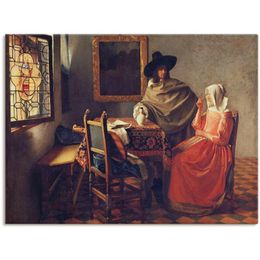 Artland Leinwandbild &raquo;Das Glas Wein. Um 1660/61&laquo; Paar 1 Stk. tlg. auf Holzrahmen gespannt grau Leinwand B/H/T: 40cm x 30cm, Leinwandbild Paar, 1 Stk.