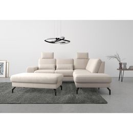 Sit & More sit&more Ecksofa &raquo;Cinturo L-Form&laquo; inklusive Sitztiefenverstellung und Federkern, Sitzh&ouml;he 48 cm grau B/H/T: 260cm x 91cm x 226cm, Luxus-Microfaser 