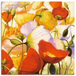 Artland Leinwandbild &raquo;Mohnblumen aus der N&auml;he&laquo; Blumen 1 Stk. tlg. auf Holzrahmen gespannt gelb Leinwand B/H/T: 50cm x 50cm, Leinwandbild Blumen quadratisch, 1