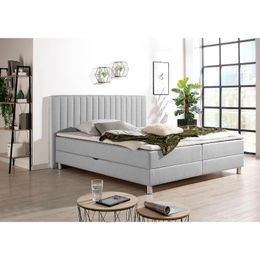 Maintal Boxbett mit Bettkasten und Kaltschaum-Topper grau Bonellfederkern H3, Liegefl&auml;che B/L: 180cm x 200cm, Gewicht bis: 100 kg + 100 kg H3 + H3, Federkern-