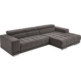 Die PlanBar Ecksofa &raquo;MP-IN15053 L-Form extra breiter Schenkel&laquo; wahlweise mit Kopfteilverstellung und manueller Vorziehbank grau 100% Polyester B/H/T: 