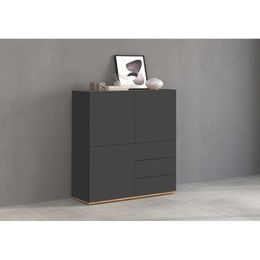 OTTO home Highboard &raquo;GARDA,Kommode, Made in Italy, Breite 102 cm, H&ouml;he 110 cm, grifflos&laquo; 1 Stk. tlg. 3 T&uuml;ren, 3 Schubladen, grifflos Breite 102 cm, 