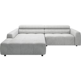 3C Candy Ecksofa &raquo;Denver auch mit Cord- und Easy care-Bezug, Kopfteilverstellung L-Form&laquo; wahlweise. mit motorischer Sitztiefenverstellung silber 95% 