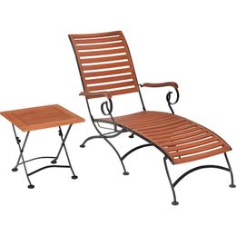 Merxx Gartenliege &raquo;Schlossgarten&laquo; ergonomisches Design, mit Bodenschonern ausgestattet, inkl. Hocker Einheitsgr&ouml;&szlig;e