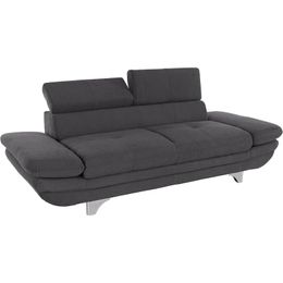 COTTA Polstergarnitur &raquo;Enterprise&laquo; Set, Set bestehend aus: 2-Sitzer mit Kopfteilverstellung & Hocker grau B/H/T: 214cm, Struktur fein,mit 