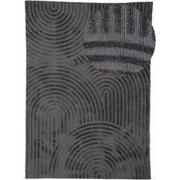 CarpetFine Teppich &raquo;Holly Zen 1&laquo; rechteckig 12 mm H&ouml;he Hoch-Tief-Effekt, geometrisch, Zeitloses Design, dekoratives Highlight grau Polyester B : 80cm 