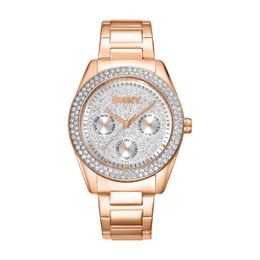 DKNY Damen DKNY Quarzuhr &raquo;Chambers Multi Glitz&laquo; Armbanduhr, Damenuhr, Edelstahlarmband, analog, Tag rosa Einheitsgr&ouml;&szlig;e