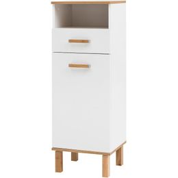 Schildmeyer Midischrank &raquo;Padua&laquo; F&uuml;&szlig;e aus Massivholz wei&szlig; Holzwerkstoff wei&szlig; glanz, B/H/T: 40,4cm x 114,5cm x 35cm, Schubladen: 1 Stk. T&uuml;ren: 1 Stk.