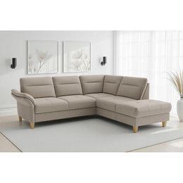Sit & More sit&more Ecksofa &raquo;Pamela, B: 218 cm, L-Form, wahlweise mit Schlaffunktion und Bettkasten&laquo; mit Federkern und Liegefl&auml;che aus Originalstoff beige 95% 