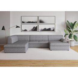 DOMO collection Wohnlandschaft &raquo;Topper, elegant und zeitlos, komfortabel, U-Form&laquo; wahlweise mit Bettfunktion grau B/H/T: 320cm x 78cm x 213cm, 