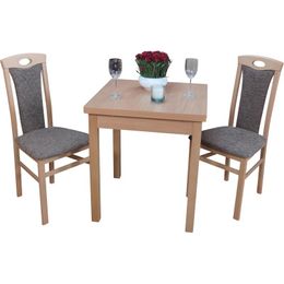HOFMANN LIVING AND MORE Essgruppe &raquo;3tlg. Tischgruppe&laquo; Spar-Set, 3tlg. Tischgruppe, 2 Stk. tlg. St&uuml;hle montiert braun FSC -zertifiziertes teilmassives 