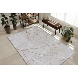 the carpet Teppich &raquo;Mila&laquo; rechteckig 8 mm H&ouml;he moderner Wohnzimmer Teppich elegant gl&auml;nzender Flor grau Polyester B : 80cm 1 Stk., 8mm, L: 300cm