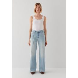 Mavi Damen Weite Jeans "MALIBU W/Belt"lt brushed denim, Gr. 28, 99% Baumwolle, 1% Elastan, Jeans, Loose Wide Leg Jeans