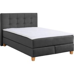 Home Affaire Boxspringbett &raquo;Moulay&laquo; inkl. Topper, in &Uuml;berl&auml;nge 220 cm, 3 H&auml;rtegrade, auch in H4 grau Samtstoff, Liegefl&auml;che B/L: 140cm x 220cm 