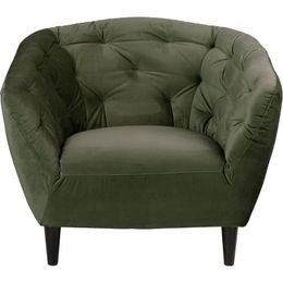 ACTONA GROUP Loungesessel &raquo;Ria Armlehnstuhl, Polstersessel, Einzelsofa, Relaxsessel,&laquo; 1-Sitzer, Samtstoff, Massivholz-Beine, Taschenfederkern, Tufting