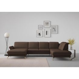 Sit & More sit&more Wohnlandschaft &raquo;Fashion U-Form&laquo; wahlweise mit Kopfteilverstellung, Vorziehsitz, motorisch, Nickelf&uuml;&szlig;e braun B/H/T: 338cm x 84cm x 207cm, 