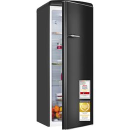Exquisit K&uuml;hlschrank &raquo;RKS325-V-H-160C mattschwarz&laquo; 146,5 cm hoch 54,5 cm breit LED-Beleuchtung, verstellbare Glasb&ouml;den, Retro-Design &Uuml;bersichtliche 