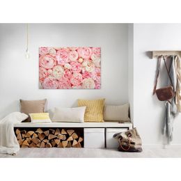 A.S. Cr&eacute;ation Leinwandbild &raquo;Roses&laquo; Blumen Kunst 1 Stk. tlg. Romantische Rosen Rosenbild Keilrahmen Leinwand-Bild Wohnzimmer modern rosa Holz, Stahl B/H/T: 90cm x 