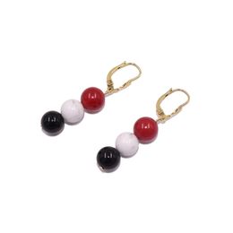 Firetti Damen Paar Ohrh&auml;nger &raquo;Schmuck Geschenk Silber 925 Ohrschmuck Patentbrisur Edelstein Mix&laquo; Made in Germany - mit Howlith, Koralle, Onyx bunt 8mm