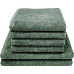 Dyckhoff Handtuch Set &raquo;Popcorn Streifen&laquo; Set 6 Stk. Walkfrottier 2 Badet&uuml;cher (70x140 cm), 4 Handt&uuml;cher (50x100 cm) gr&uuml;n Walkfrottier, Obermaterial: 100% 