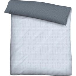 Biberna Wendebettw&auml;sche &raquo;Combinate in Gr. 135x200, 155x220 oder 200x200 cm&laquo; 2 Stk. Bettw&auml;sche aus Baumwolle, zeitlose Bettw&auml;sche mit Wendeoptik blau Mako-