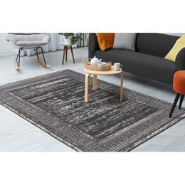 Kayoom Teppich &raquo;Kalevi 300&laquo; rechteckig 8 mm H&ouml;he Flachgewebe grau Polyester B : 80cm 1 Stk., 8mm, L: 150cm