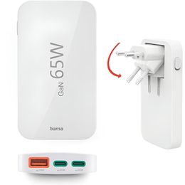 Hama Schnelllade-Ger&auml;t &raquo;Schnellladeger&auml;t mehrfach (GaN, 2x USB-C, 1x USB-A, flach, PD/QC, 65W)&laquo; wei&szlig; Einheitsgr&ouml;&szlig;e Schnelllade-Ger&auml;t