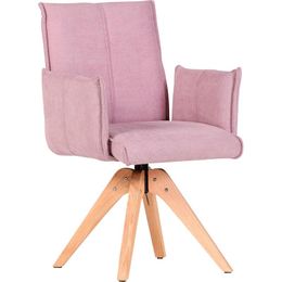 GUTMANN FACTORY Drehstuhl &raquo;360&deg; drehbarer Esszimmerstuhl Floyd mit komfortablen Armlehnen&laquo; () Robustes Massivholzgestell lila B/H/T: 64cm x 90cm x 66cm