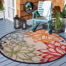 Sanat Teppich &raquo;Floral 2 Outdoor, auch als L&auml;ufer und rund&laquo; rund 6 mm H&ouml;he In- und Outdoor geeignet, Blumen, Balkon, Terrasse, Au&szlig;enbereich bunt Kunstfaser &Oslash;