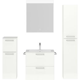 Nobilia Badm&ouml;bel-Set &raquo;Tolvina&laquo; vormontiert, mit Soft-Close, 4 Stk. tlg. wei&szlig; B/H/T: 140cmcm x 169cmcm x 48,7cmcm, Griffe edelstahlfarbig