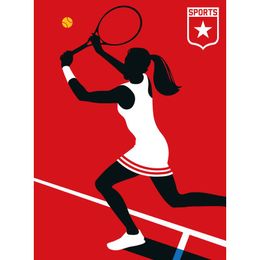 Livingwalls living walls Fototapete &raquo;ARTist Tennisplayer&laquo; Vlies, Wand, Schr&auml;ge rot Vlies B/L: 2m x 2,7m