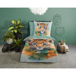 Good Morning Kinderbettw&auml;sche &raquo;Lodewijk&laquo; 2 Baumwolle, Renforc&eacute;, 135x200, Wendeoptik, Kind, Leopard, Boho bunt Renforc&eacute;, Obermaterial: 100% Baumwolle B
