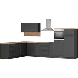 KOCHSTATION Winkelk&uuml;che &raquo;KS-Lana&laquo; Stellbreite 240/360 cm, wahlweise mit E-Ger&auml;ten grau B/H/T: 240cm x 200cm x 360cm,mit Cerankochfeld