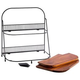 APS Etagere &raquo;2-stufige Etagere&laquo; erm&ouml;glicht platzsparende und versch. Pr&auml;sentationsm&ouml;glichkeiten braun Massivholz, Metall B/H/L: 40cm