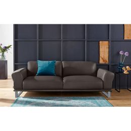 W.Schillig 2,5-Sitzer &raquo;montanaa bequem, Federkernunterfederung, elegant und edel&laquo; mit Metallkufen in Silber matt, Breite 232 cm braun B/H/T: 232cm x 