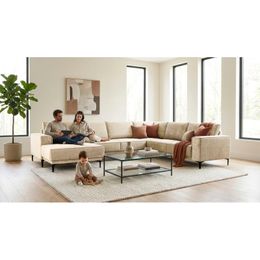 OTTO home Wohnlandschaft &raquo;OLAND Chenille U-Form, XXL, B: 342 cm, Skandi-Design&laquo; Skandi-Design in Struktur, Flachgewebe, Luxus-Microfaser, Boucle beige