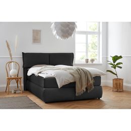 OTTO home Boxspringbett &raquo;Jenson&laquo; in 4 Farben, 4 Breiten, 3 Matratzenarten in 2 H&auml;rtegraden, Topper grau Struktur weich (85% Polyester/15% Nylon) 