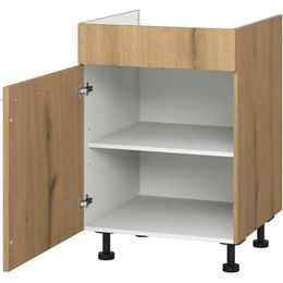 KOCHSTATION Kochfeldumbauschrank &raquo;KS-Trea KBL60&laquo; mit einem Einlegeboden, Breite 60 cm, H&ouml;he 75 cm braun eiche astig, B/H/T: 60cm x 75cm x 56cm, T&uuml;ren: