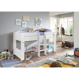 Relita Hochbett &raquo;Andi&laquo; wahlweise mit Rolllattenrost, inkl. Leiter, pflegel. Dekor Oberfl&auml;che wei&szlig; Ohne Lattenrost, Liegefl&auml;che B/L: 90cm x 200cm, kein 