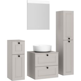 Nobilia Badm&ouml;bel-Set &raquo;Cascada&laquo; Set, inkl. Aufsatzwaschbecken und beleuchtetem Spiegel mit Touch-Sensor, 4 Stk. tlg. B/H/T: 140cmcm x 184cmcm x 